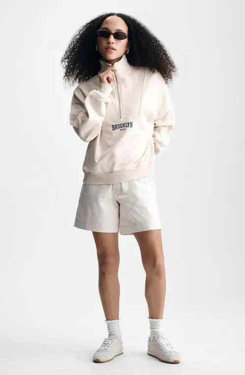 Brooklyn Industries Oversized Half-zip Cotton Sweatshirt - Sandshell