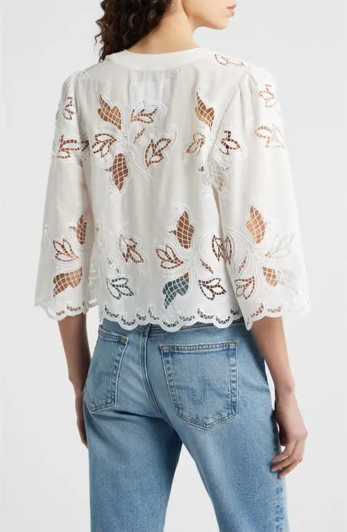 CISSA Floral Lace Button-up Shirt