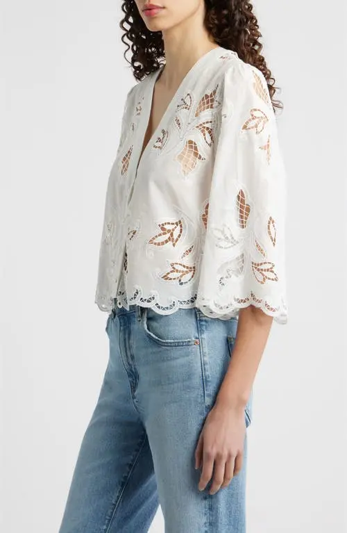 CISSA Floral Lace Button-up Shirt