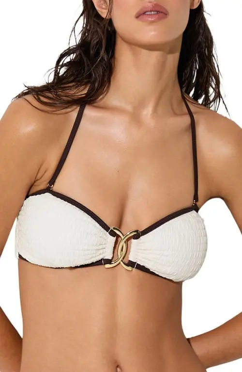 REISS Johannah Bikini Top - Ivory/chocolate