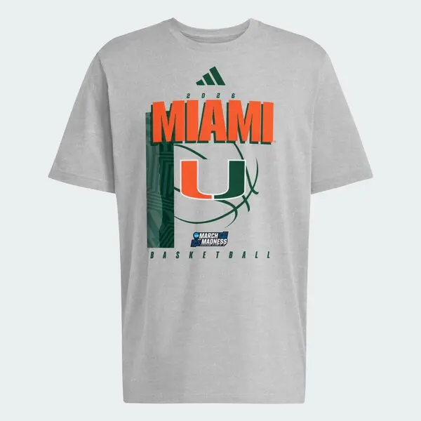 Adidas Miami Hurricanes March Madness T-shirt - Medium Grey Heather / Multi
