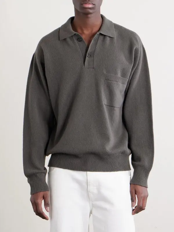 MARGARET HOWELL Merino Wool And Cashmere-blend Polo Sweater