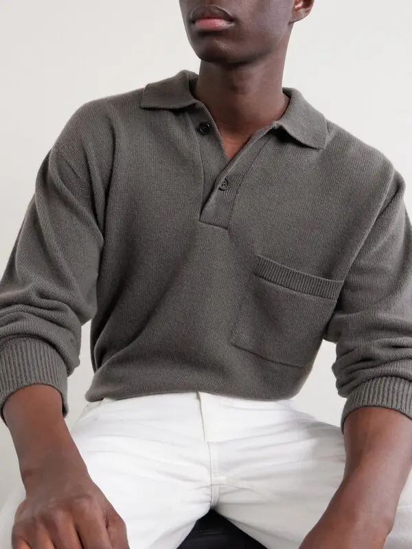 MARGARET HOWELL Merino Wool And Cashmere-blend Polo Sweater