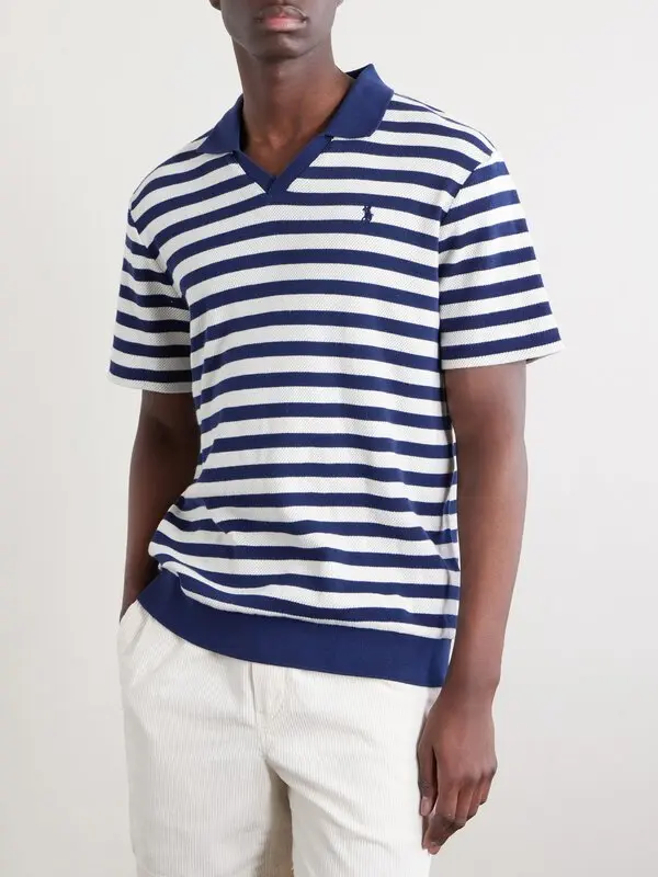 Polo Ralph Lauren Striped Cotton Polo Shirt - Blue