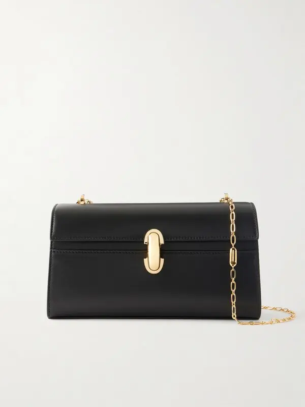 Savette Chain Symmetry Pochette Leather Shoulder Bag - Black