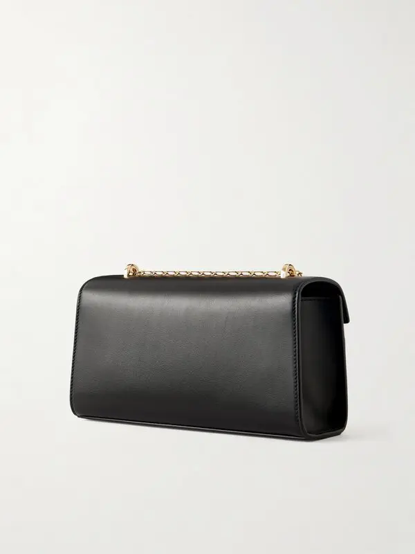 Savette Chain Symmetry Pochette Leather Shoulder Bag - Black