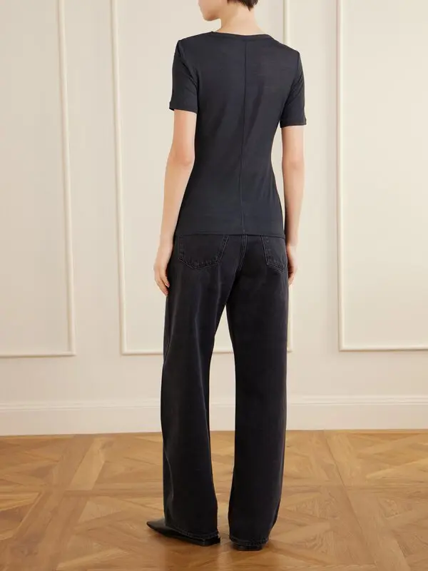 SKIMS Stretch-modal And Cashmere-blend T-shirt - Black