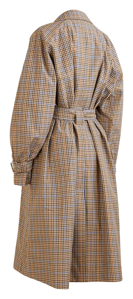 FRAME Belted Checked Cotton-blend Trench Coat - Brown