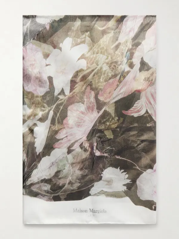 MAISON MARGIELA Floral-print Silk Scarf - Green