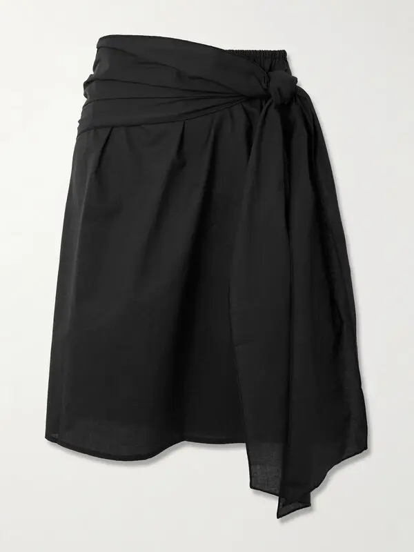 DEIJI STUDIOS Tie-detailed Organic Cotton-voile Midi Skirt - Black