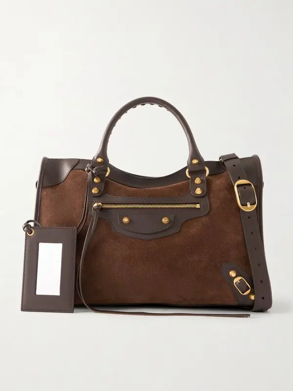 Balenciaga Le City Studded Shoulder Bag - Brown