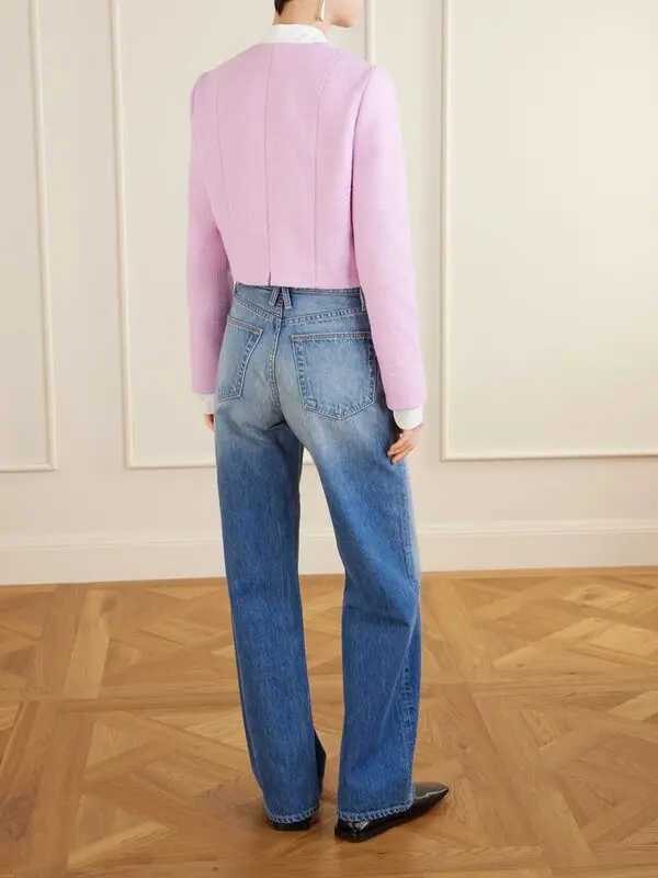 PATOU Cotton-blend Tweed Cropped Jacket - Pink