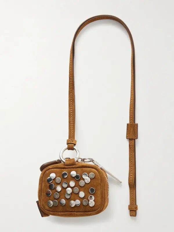 Acne Studios Camero Studded Suede Airpods Case - Brown