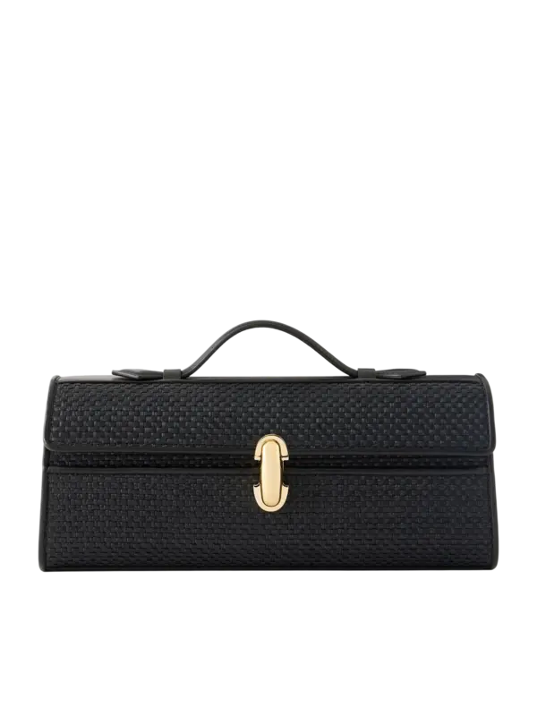 Savette Slim Symmetry Woven Leather Tote - Black