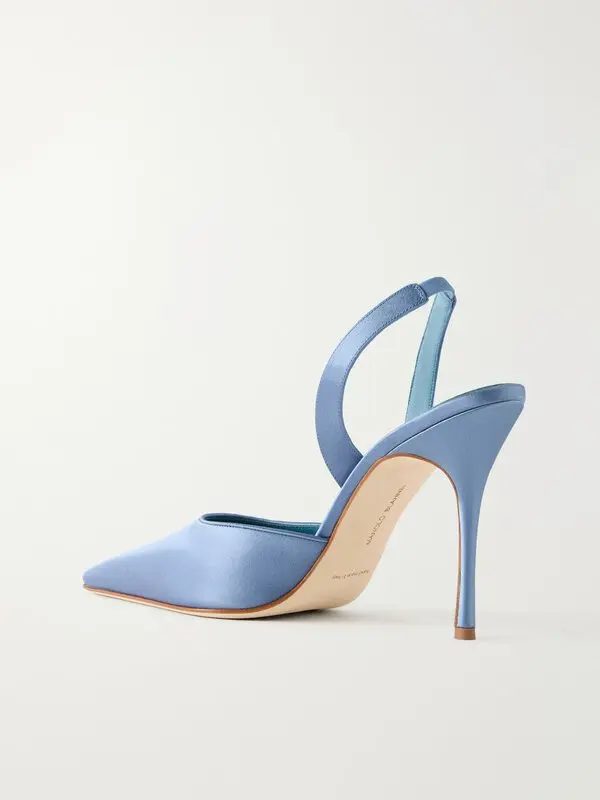 Manolo Blahnik Borelapla 105 Satin Slingback Pumps - Blue