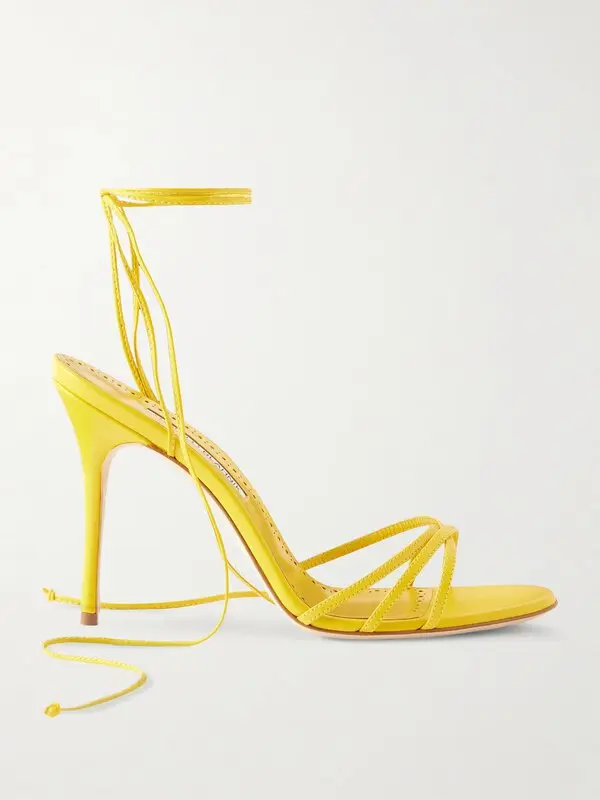 Manolo Blahnik Leva 105 Leather Sandals - Yellow