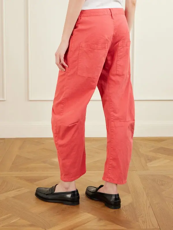 NILI LOTAN Shon Cotton-blend Twill Tape Pants - Red