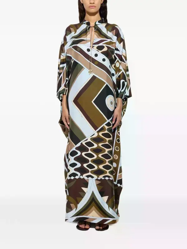 Emilio Pucci Vivara-print Silk Kaftan - Brown