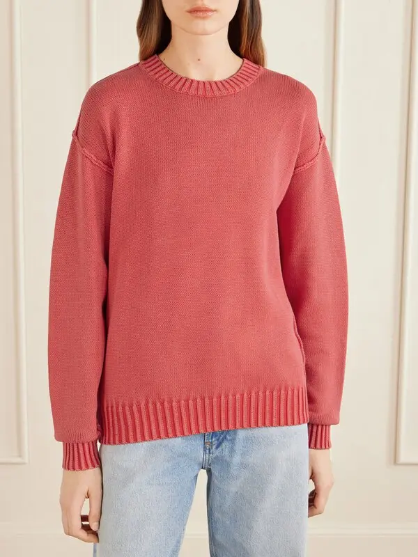 Aimé Leon Dore Inside Out Crewneck Cotton Sweater - Red