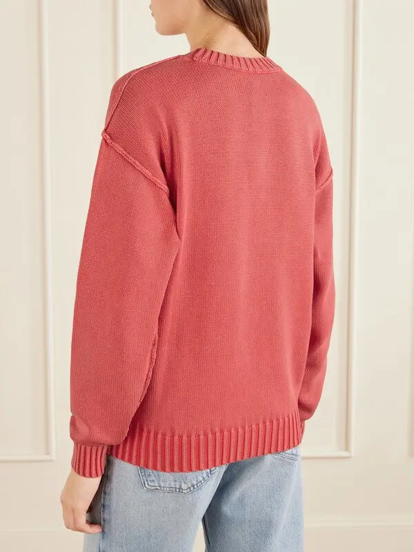 Aimé Leon Dore Inside Out Crewneck Cotton Sweater - Red