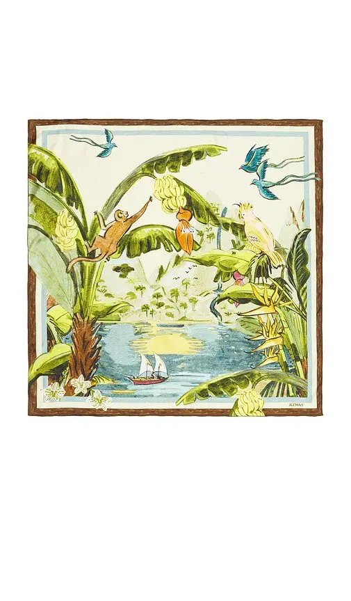 ALEMAIS Toucan Tango Silk Scarf In Green,blue