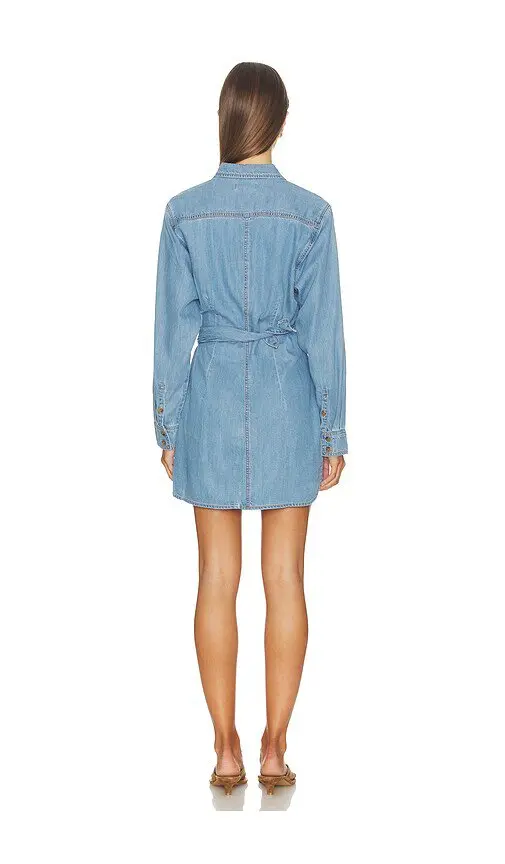 Good American Denim Wrap Shirt Dress - Indigo266