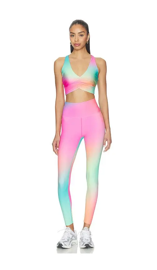 Beach Riot Mindy Sports Bra In Pink,blue - Strawberry