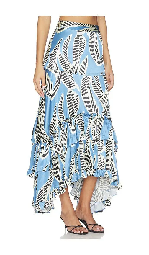 Alexis Bexley Asymmetrical Ruffled Maxi Skirt - Azure