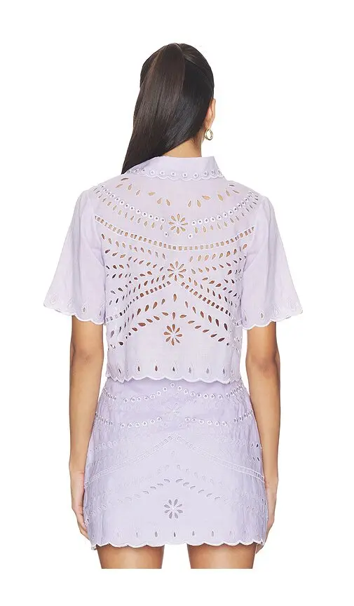 KARINA GRIMALDI Elin Embroidered Cropped Shirt