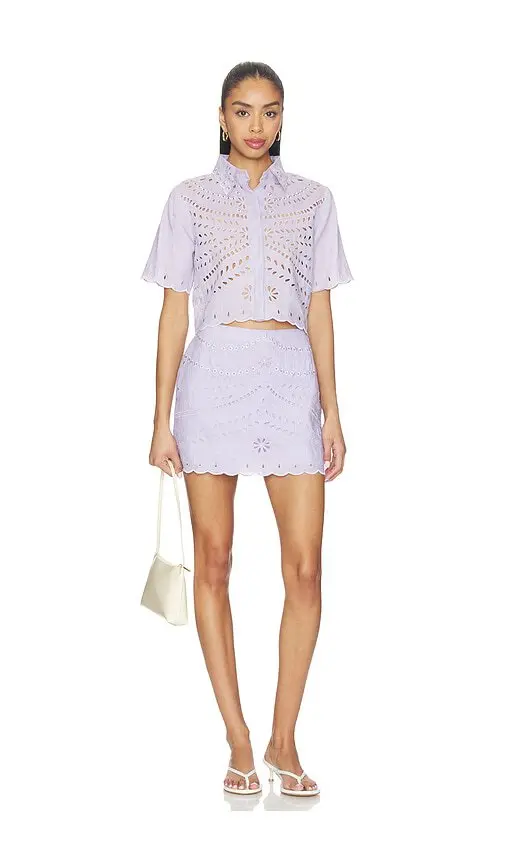 KARINA GRIMALDI Elin Embroidered Cropped Shirt