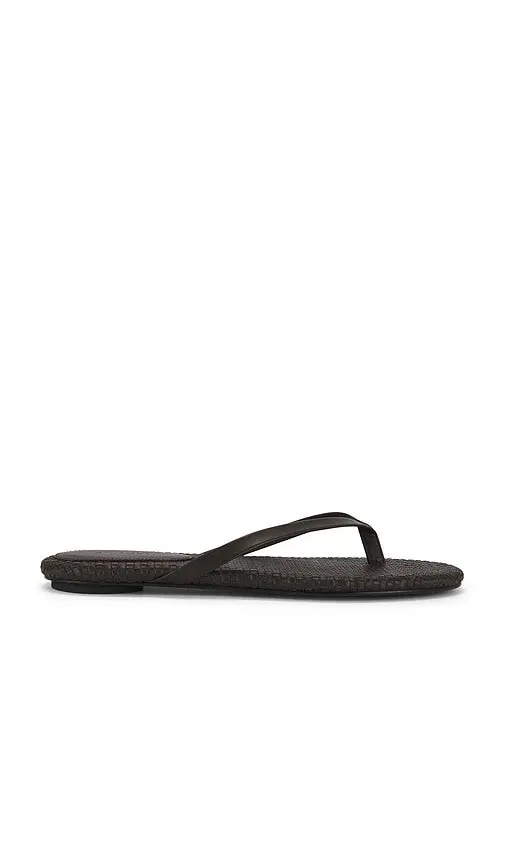 ST. AGNI Woven Leather Flip Flops - Coffee