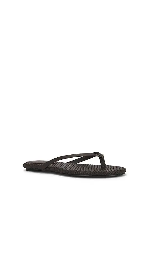 ST. AGNI Woven Leather Flip Flops - Coffee