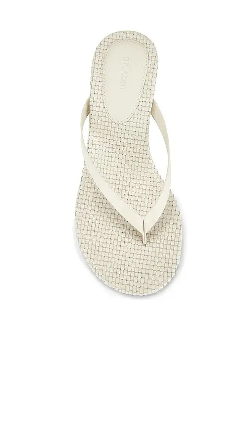 ST. AGNI Woven Thong Heel - Ecru