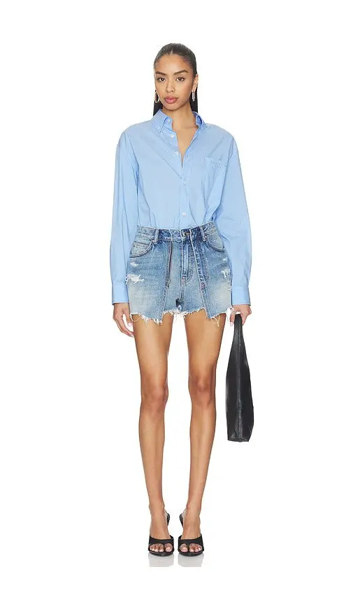 Alexander Wang Prestyled Button Down Skort Romper - Authentic Light Indigo