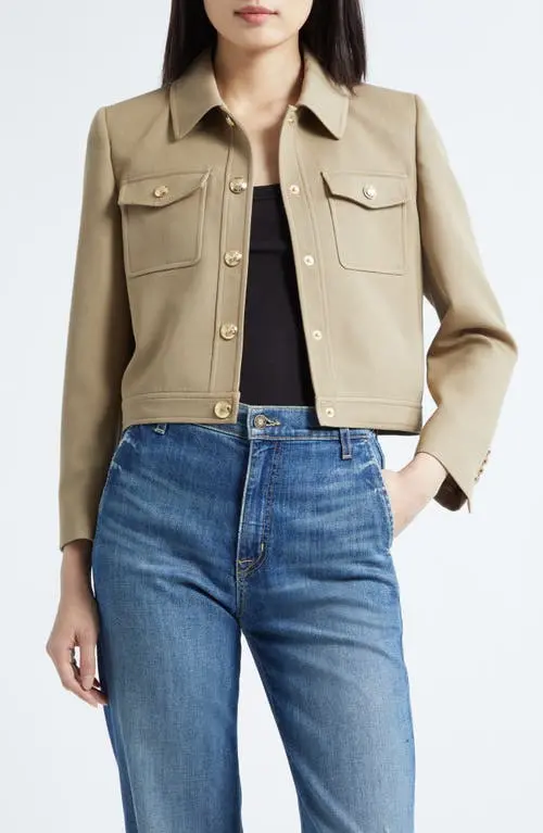 NILI LOTAN Edna Crop Virgin Wool Jacket - British Khaki