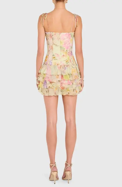 Amanda Uprichard Laureline Floral Print Ruffle Romper - Endive Multi