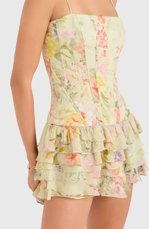 Amanda Uprichard Laureline Floral Print Ruffle Romper - Endive Multi