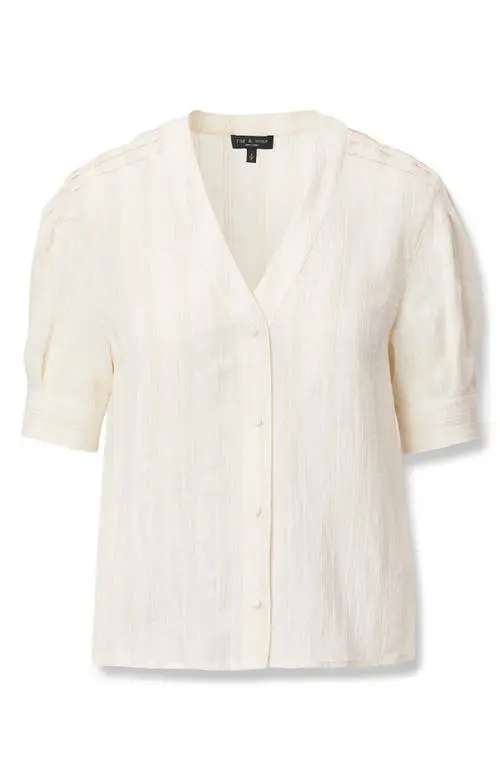 Rag & Bone Taylor Short Sleeve Woven Shirt - Ivory