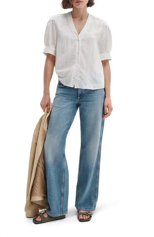Rag & Bone Taylor Short Sleeve Woven Shirt - Ivory