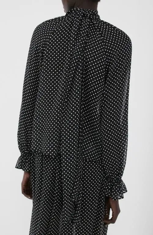 Mango Dot Tie Neck Top
