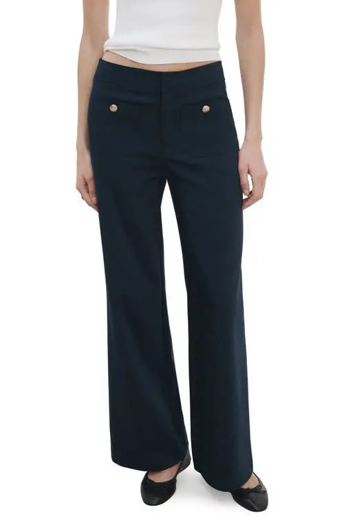 Mango Flare Leg Pants - Navy
