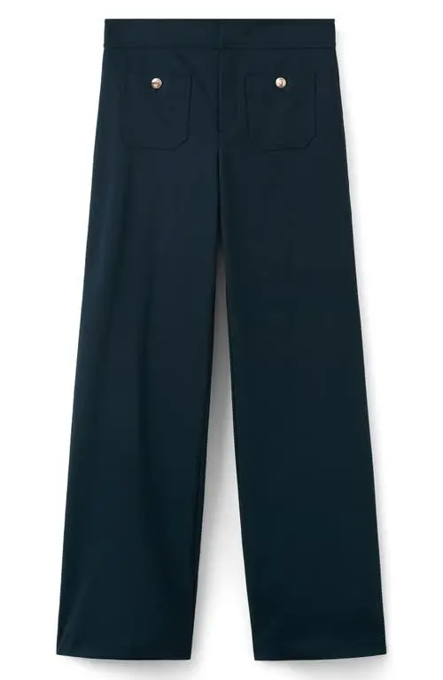 Mango Flare Leg Pants - Navy
