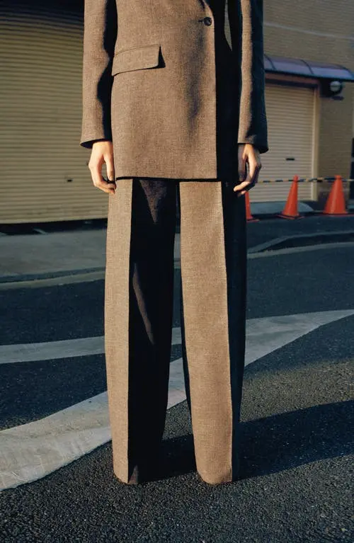 Mango Flecked Straight Leg Suit Pants