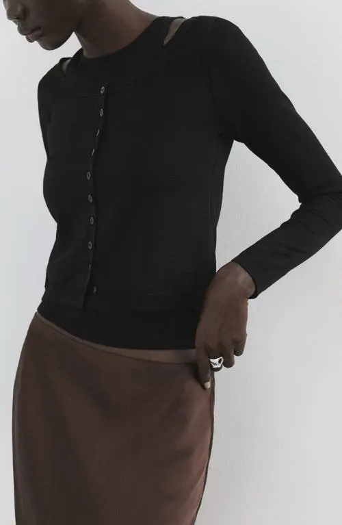 Mango Combined Cardigan - Black
