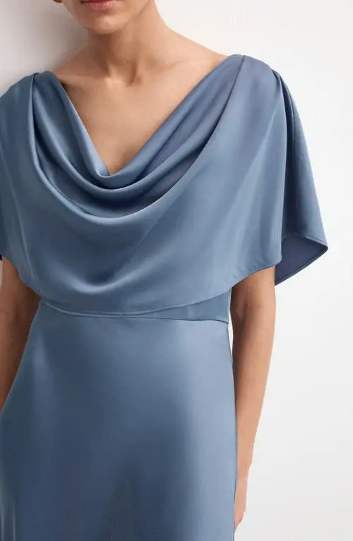 Mango Drape Neck Satin Maxi Dress