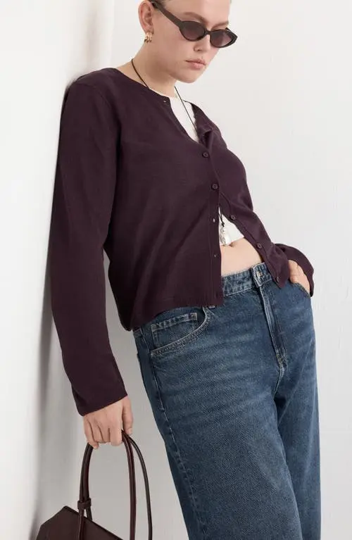 Mango Fine Knit Crewneck Cardigan