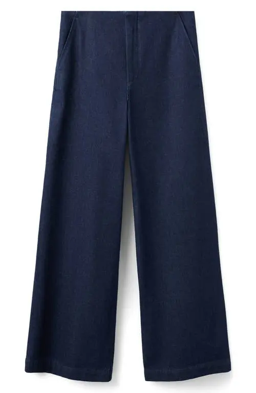 Mango Flat-front Wide-leg Jeans - Open Blue