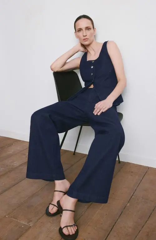 Mango Flat-front Wide-leg Jeans - Open Blue