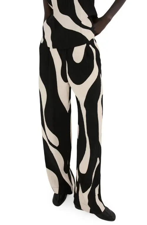 Mango Printed Straight Leg Trousers