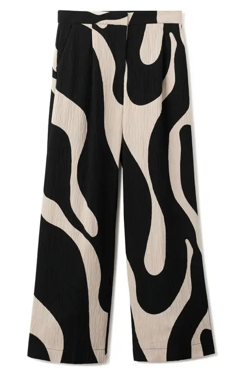 Mango Printed Straight Leg Trousers